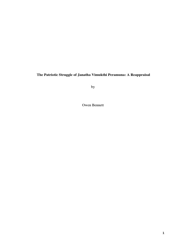 The JVP's 1987-1989 Insurrection: A Reappraisal | PDF | Nationalism ...