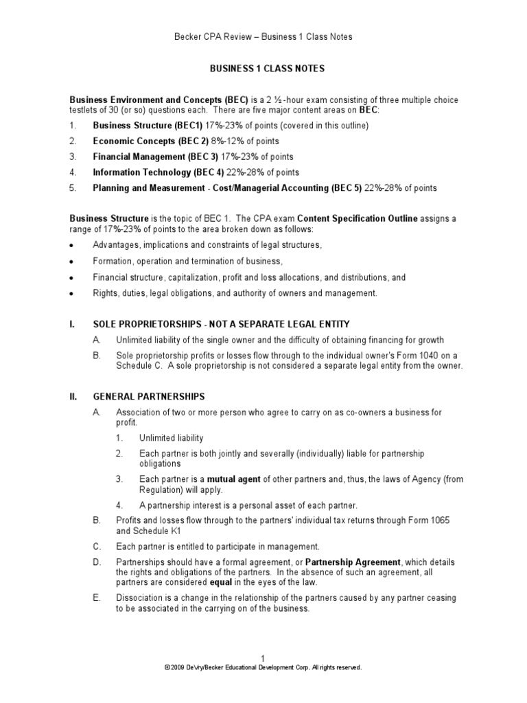 2009 Business Environment Class Notes | PDF | Limited Partnership ...