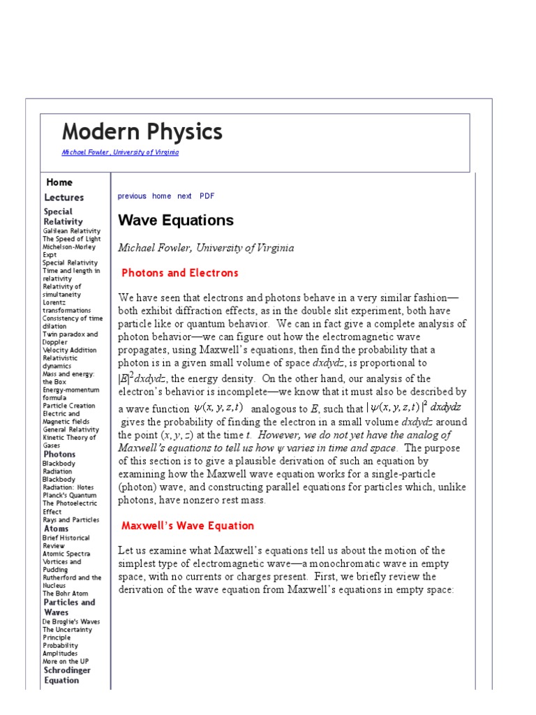 Modern Physics: Wave Equations | PDF | Photon | Waves
