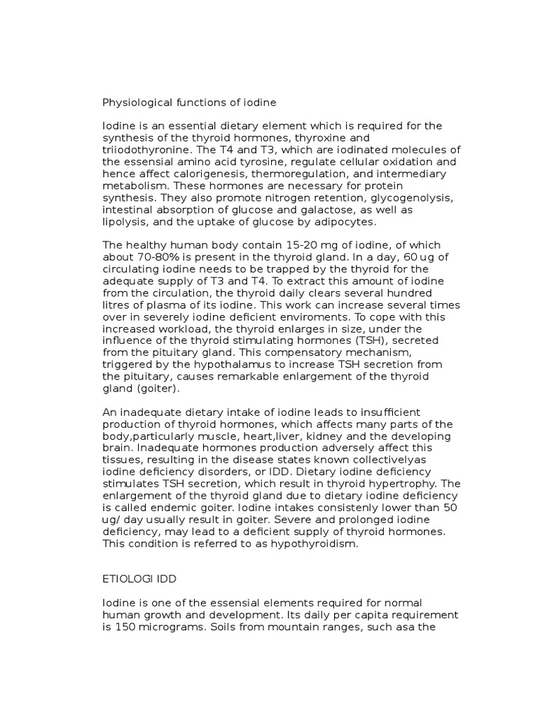 Iodine Functions and Dietary Sources | PDF | Thyroid | Thyroid ...