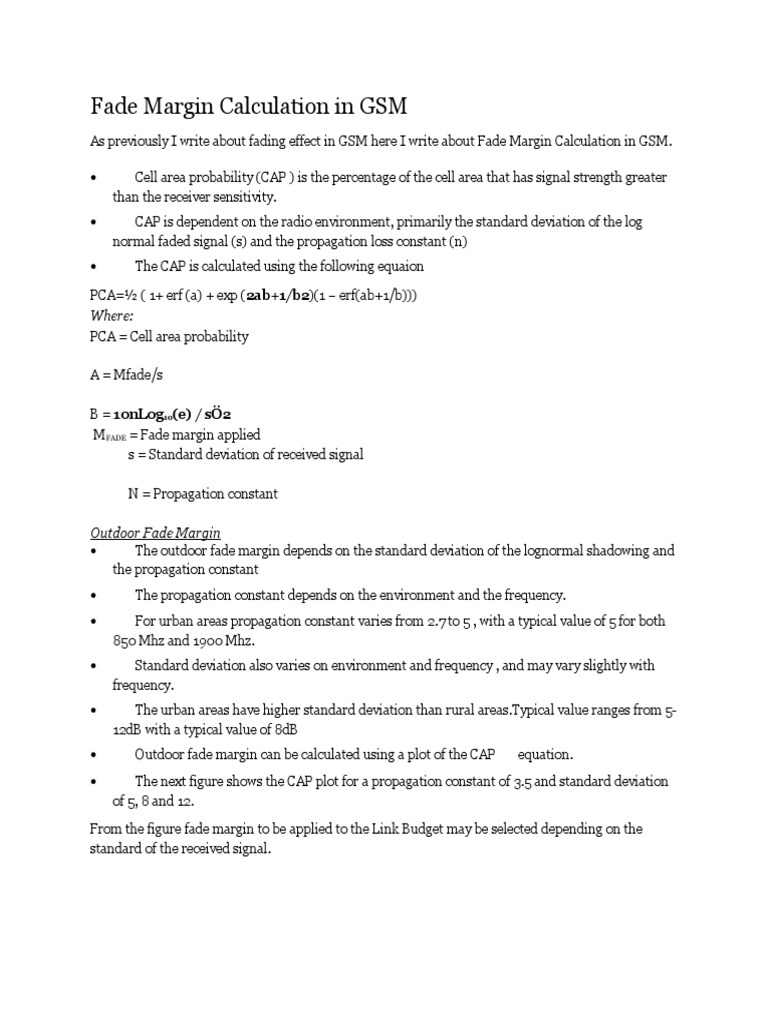 Fade Margin Calculation in GSM | PDF | Science & Mathematics