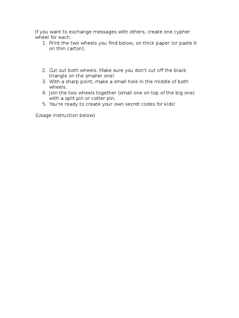 Cypher Wheel Instructions | PDF | Cipher | Cryptography