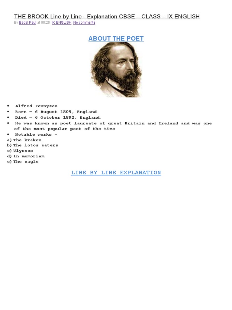 The Brook Line by Line | PDF | Poetry