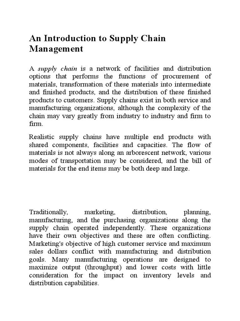 An Introduction To Supply Chain Management | PDF | Supply Chain ...