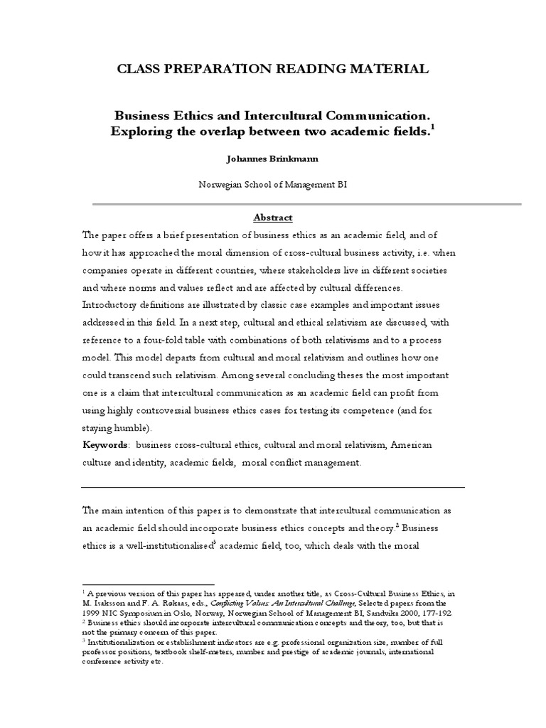 Be&csr 2014 - Reading - Business Ethics and Intercultural Communication ...