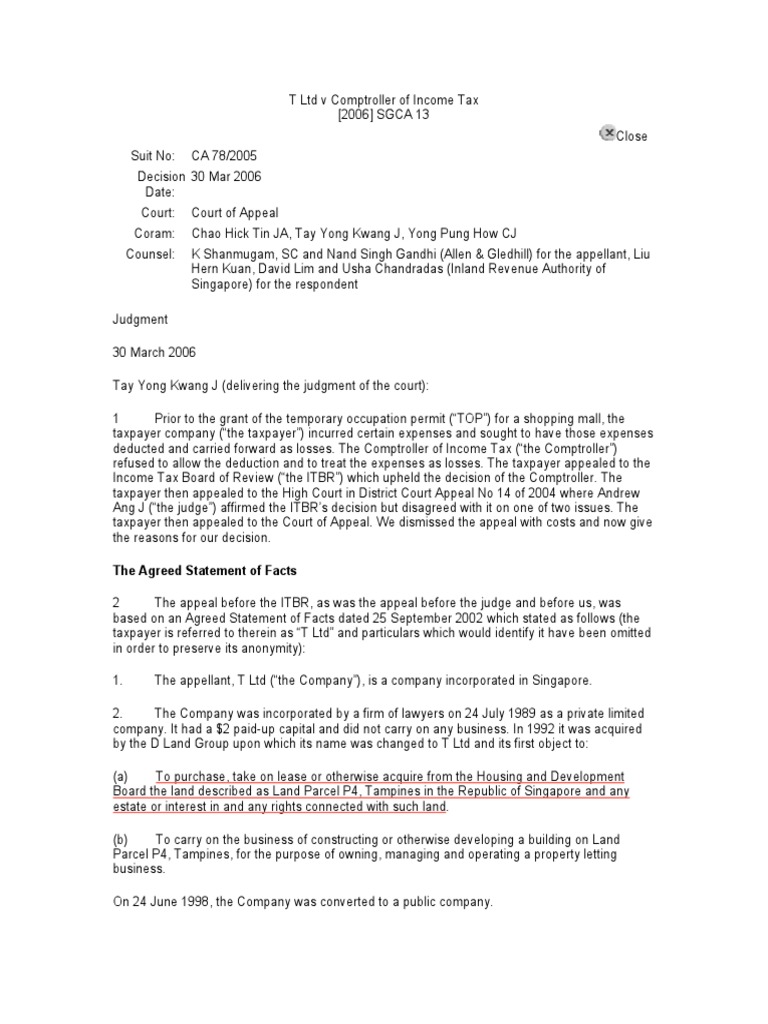 The Agreed Statement of Facts | PDF | Expense | Tax Deduction