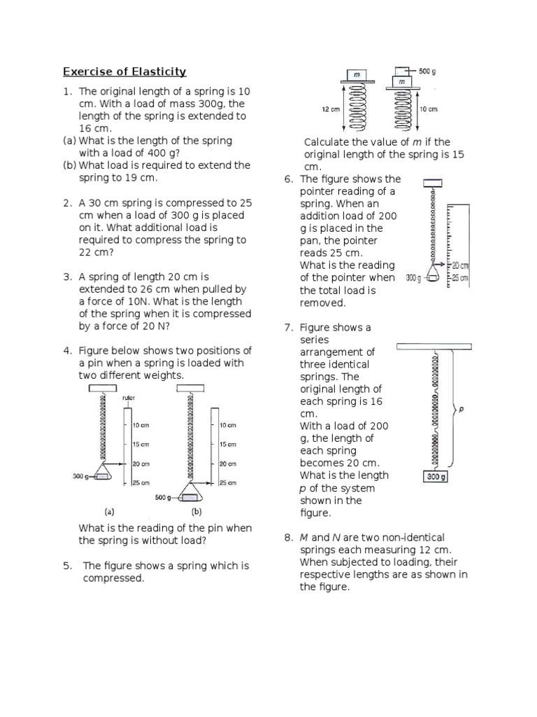 Exercise of Elasticity | PDF | Force | Physical Quantities