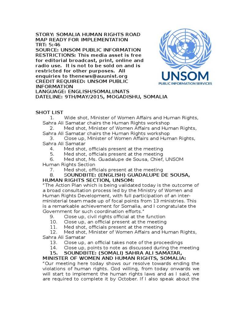 Somali Human Rights Roadmap Ready For Implementation | Download Free ...