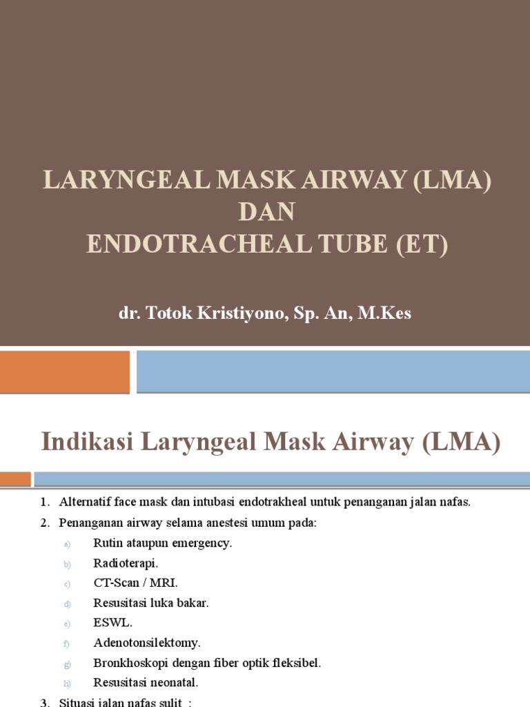 Laryngeal Mask Airway (LMA) | PDF