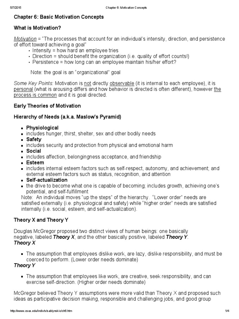 Overview of Motivation Theories | PDF | Motivation | Motivational