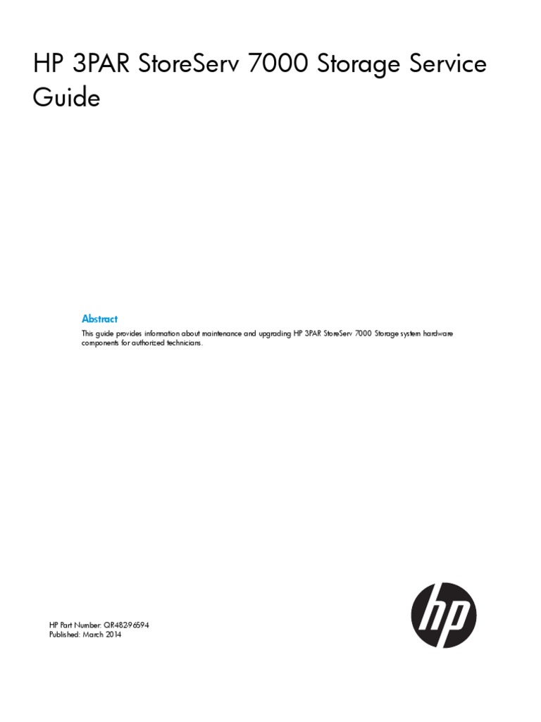 HP 3PAR StoreServ 7000 Storage Service GuideDownload 2 | PDF | Solid ...