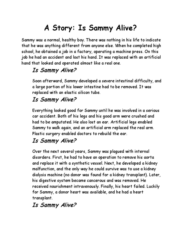 Is Sammy Alive | PDF | Organ Transplantation | Blood