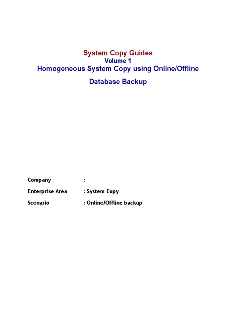 Homogeneous System Copy Using Onlineoffline Database Backup Pdf Oracle Database Backup