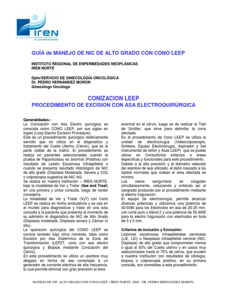 Guia de Manejo de Nic de Alto Grado Con Cono Leep | PDF | Biopsia ...