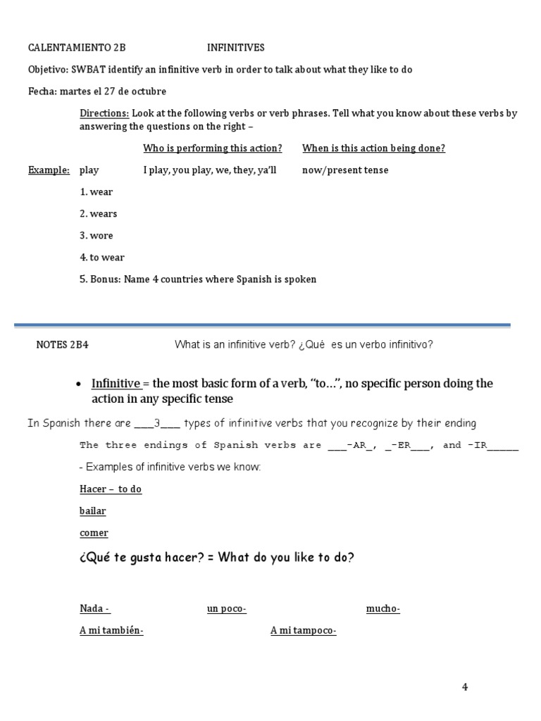 Understanding Spanish Infinitives | PDF | Verb | Linguistics