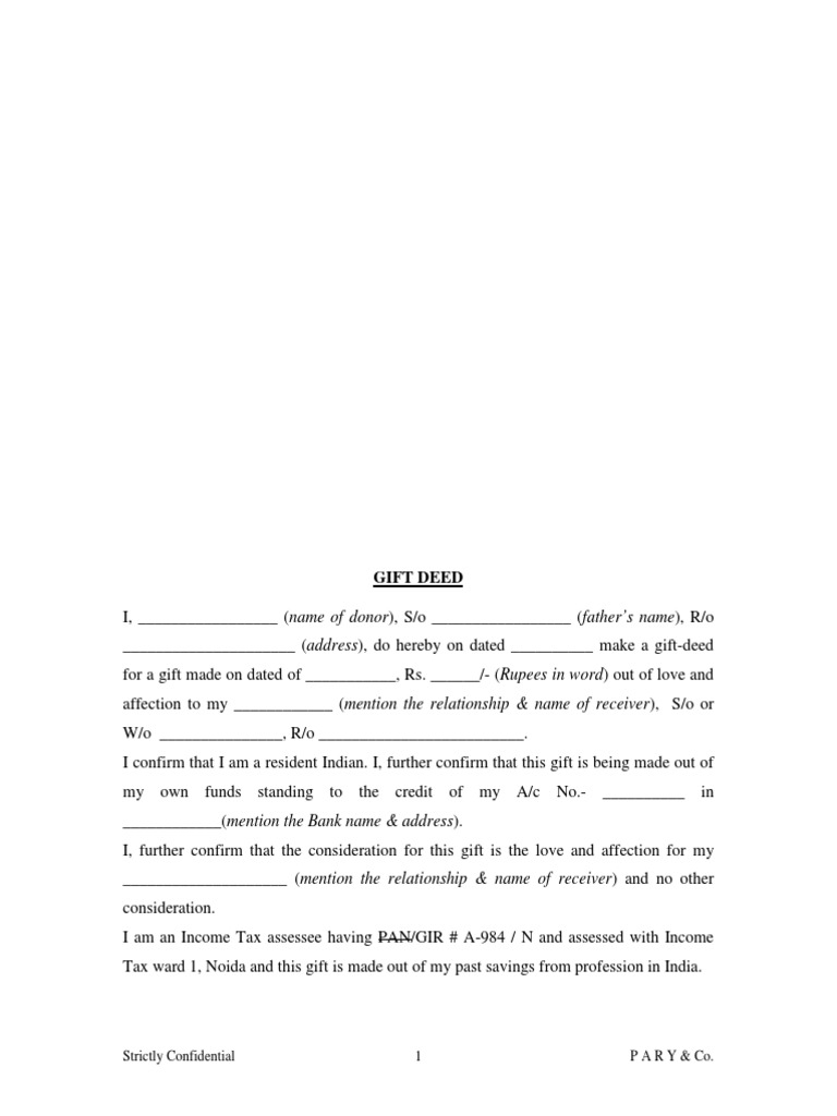 Format of Gift Deed | PDF