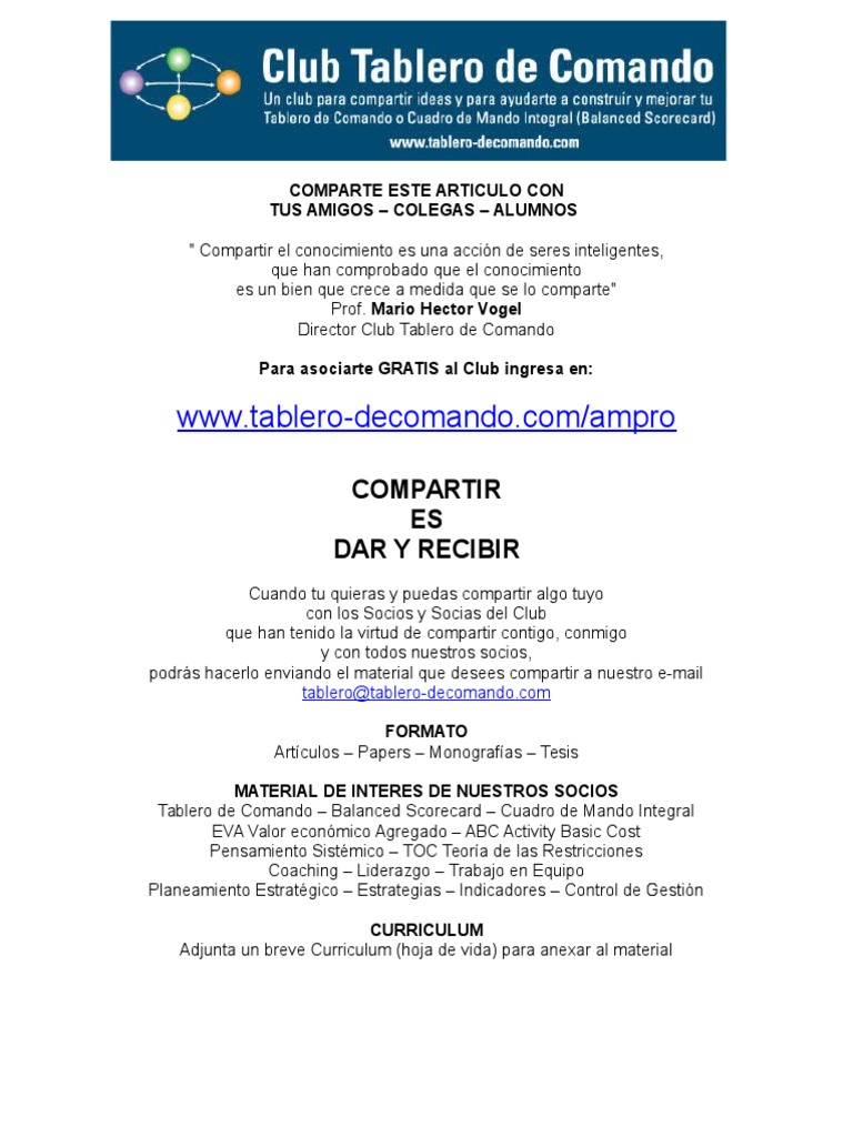 El Alineamiento Horizontal y Vertical - Factores Claves para La Implementación Del Tablero de ...