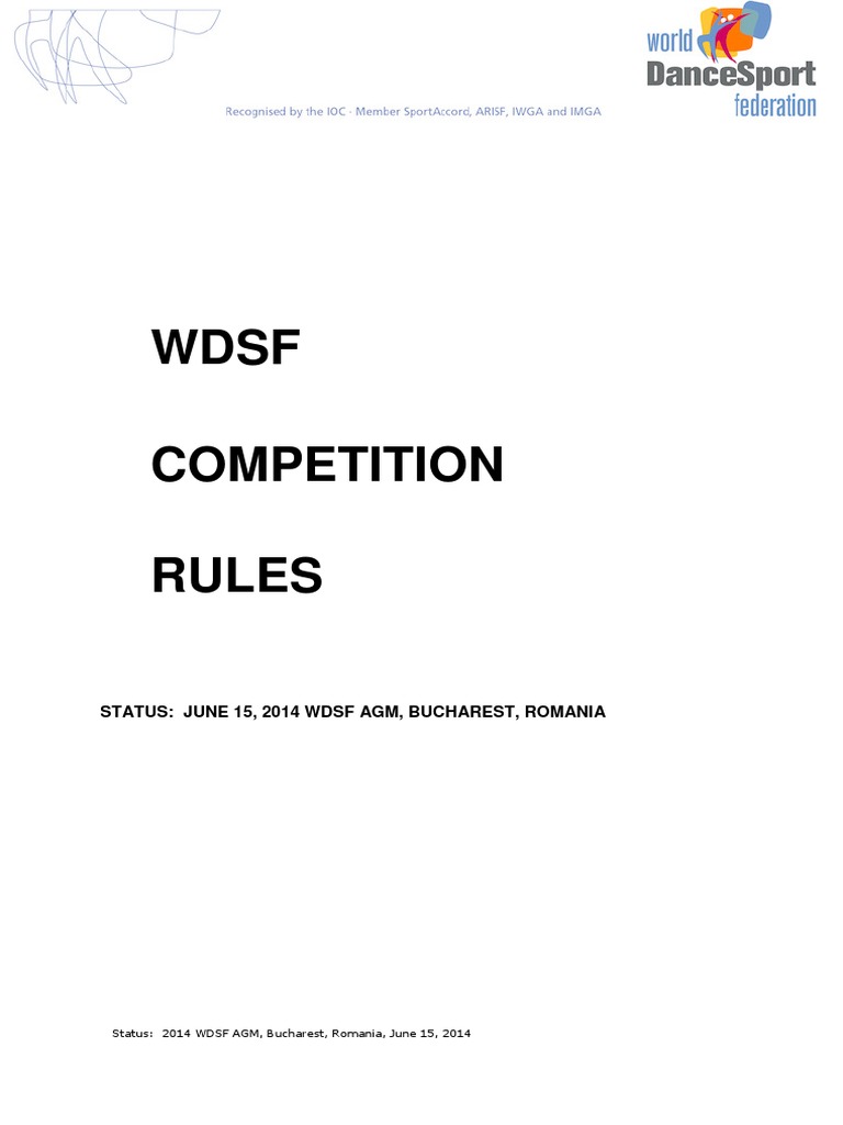 WDSF Competition Rules | PDF | Doping In Sport | Ballroom Dance