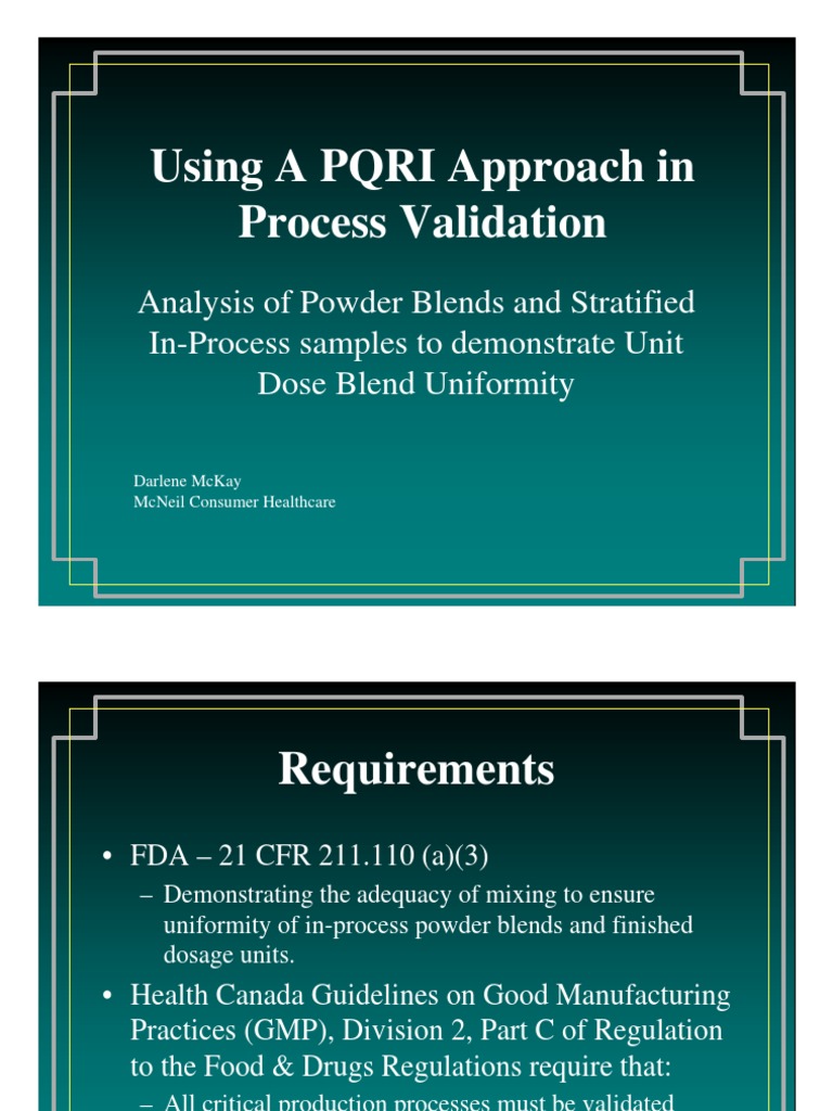 Using A PQRI Approach in Process Validation | PDF | Sampling ...