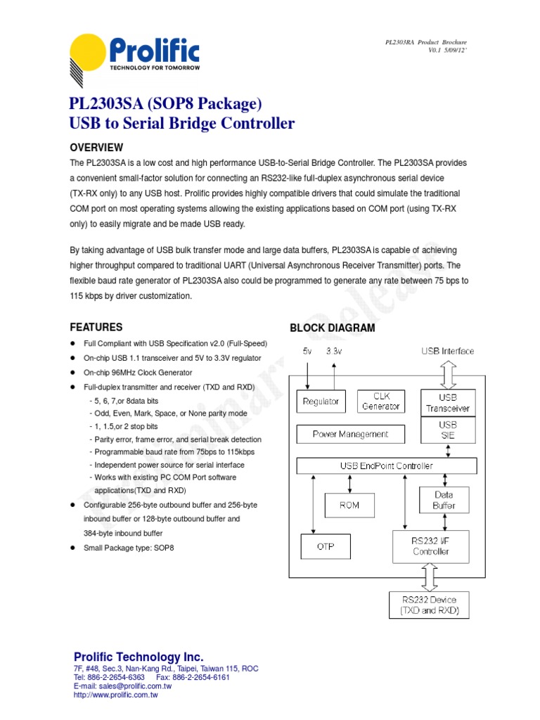 PL2303SA Product Brochure 20120509 PDF | PDF | Science & Mathematics ...