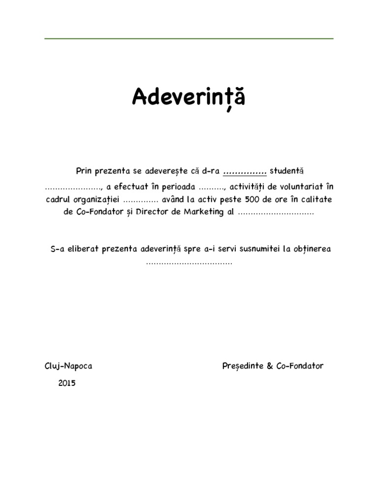Adeverinta ONG | PDF