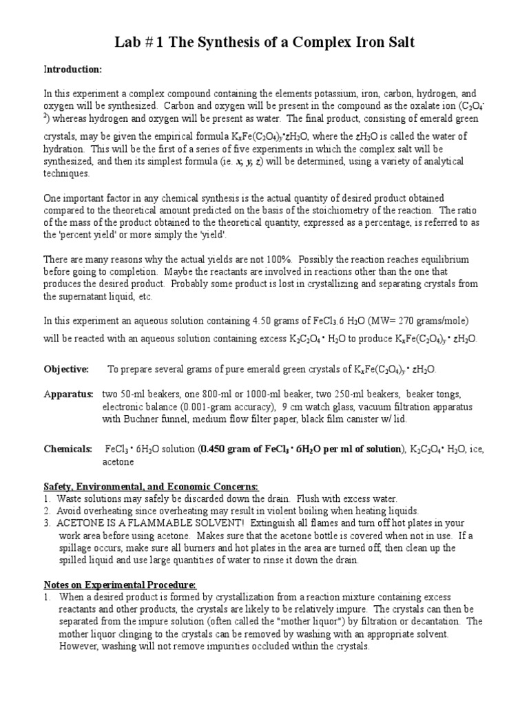 Green Crystal Lab | PDF | Titration | Chemistry