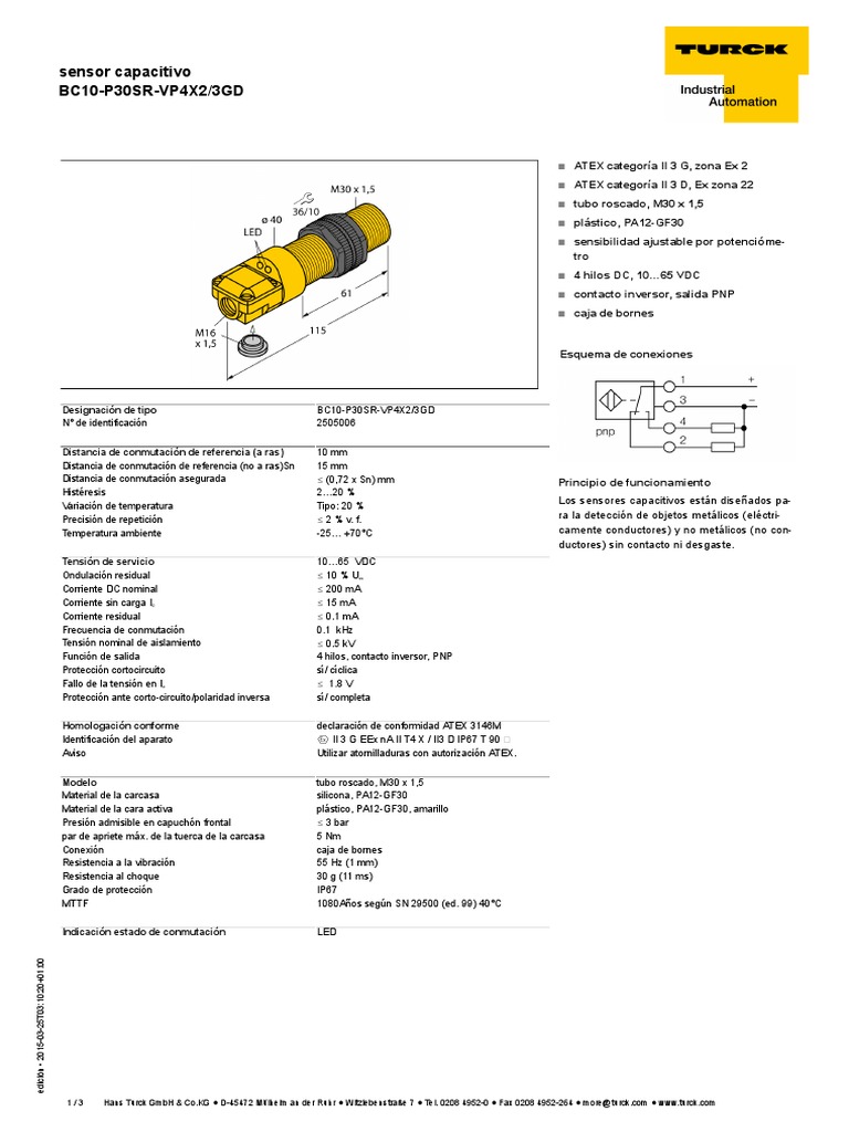 Datasheet Sensor Capacitivo | PDF | Cable | Ingenieria Eléctrica