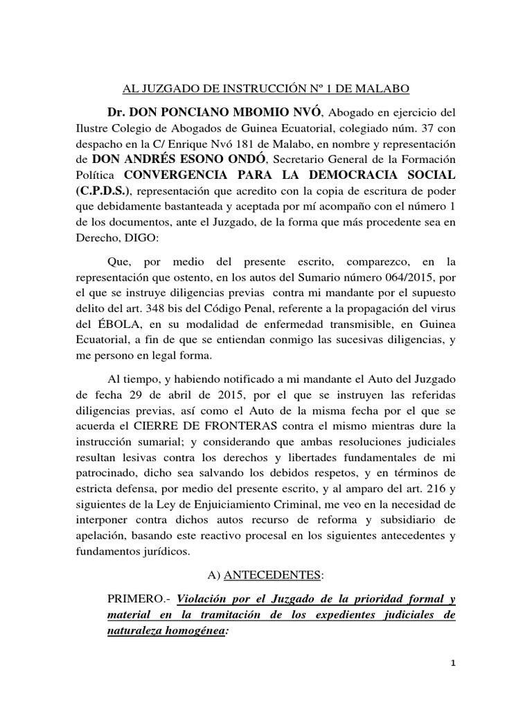 Recurso de Reforma y Subisidario de Apelación Contra Autos Juzgado de ... Recurso de Reforma y Subisidario de Apelación Contra Autos Juzgado de ...