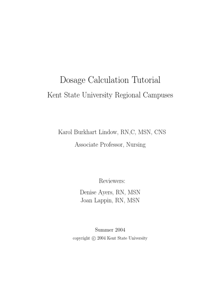Dosage Calculation Tutorial | PDF
