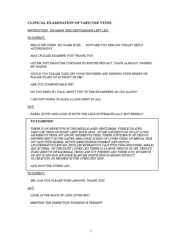 Clinical Examination of Varicose Veins | PDF | Varicose Veins | Vein