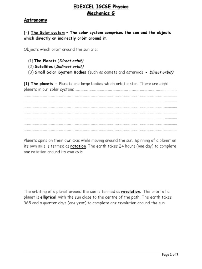 IGCSE Astronomy: Solar System Overview | PDF | Natural Satellite ...
