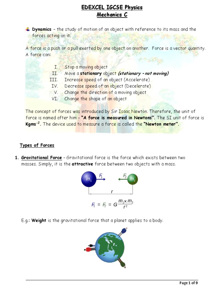 IGCSE Physics: Forces and Motion Guide | PDF | Force | Mass