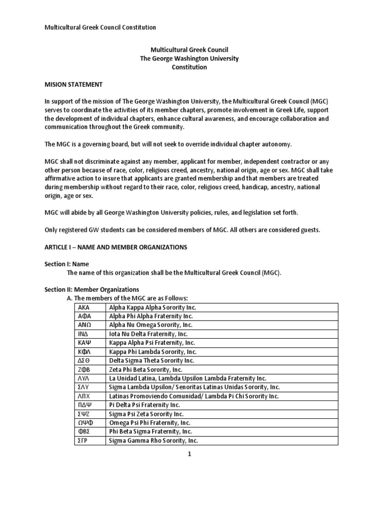 Constitution-2014 05 01-00001 | PDF | Fraternities And Sororities ...
