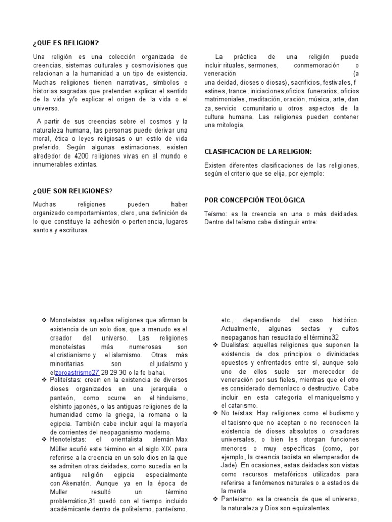 Definición y Clasificación de Religiones | PDF | Secta | Jesús