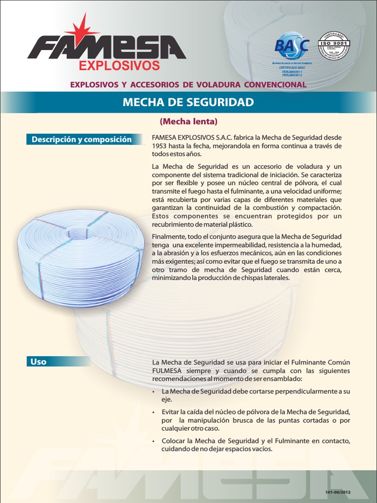 Mecha de Seguridad (Mecha Lenta), FAMESA, 2p | PDF | Tecnología