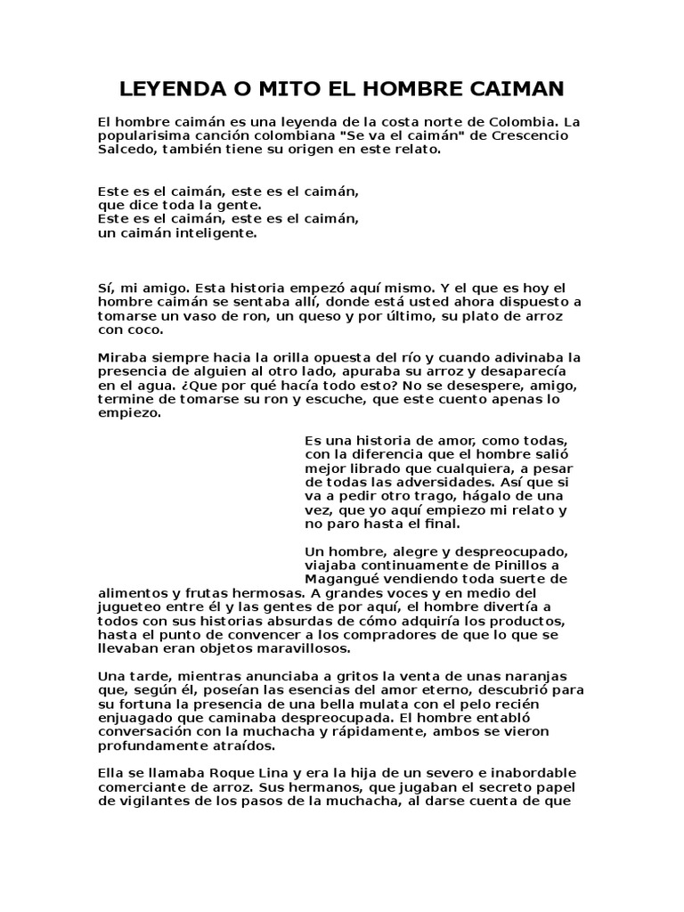 Leyenda o Mito El Hombre Caiman | PDF