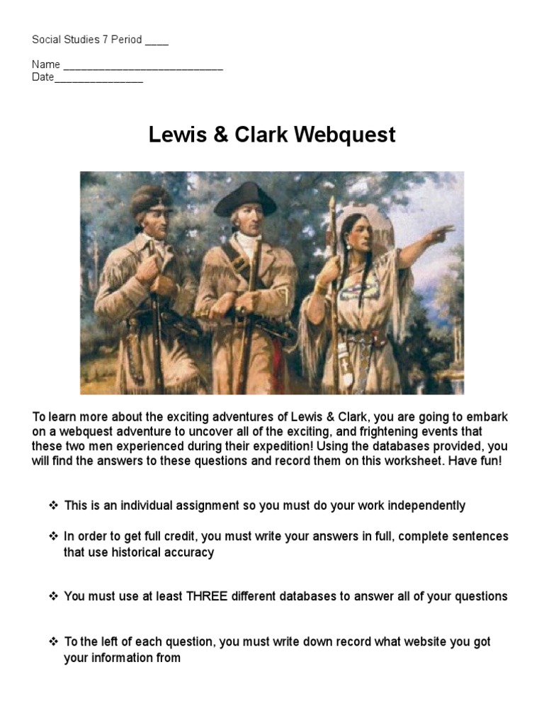Lewis & Clark Expedition Webquest Worksheet | PDF | Career & Growth