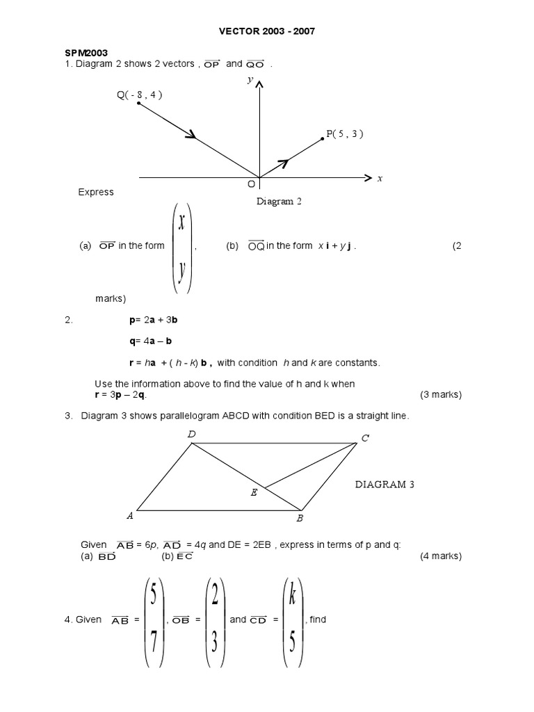 Vector SPM 2003 - 2007 | PDF | Line (Geometry) | Abstract Algebra