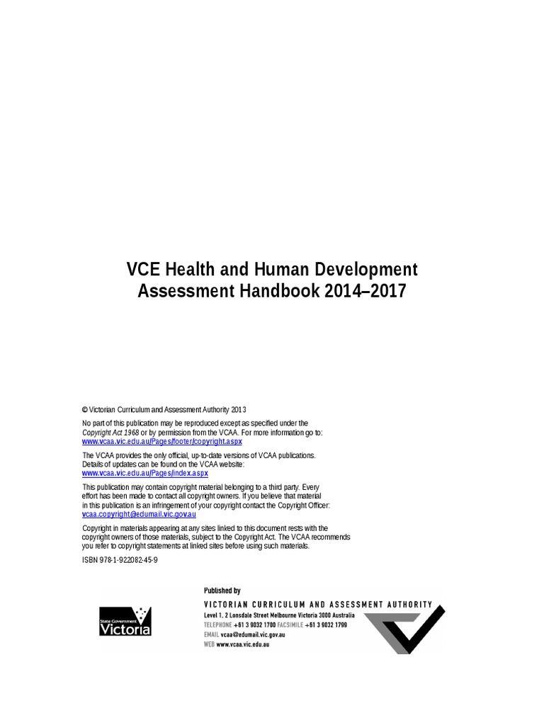 VCE Health and Human Development Assessment Handbook 2014-2017 | PDF ...