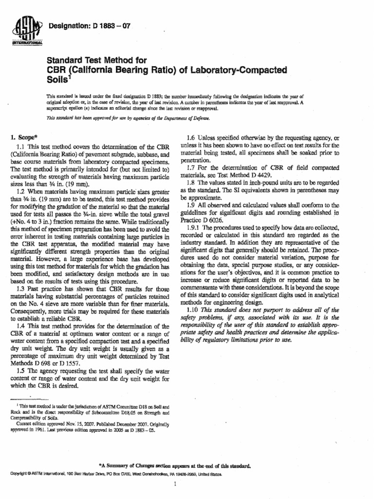 Astm - CBR | PDF | Density | Engineering