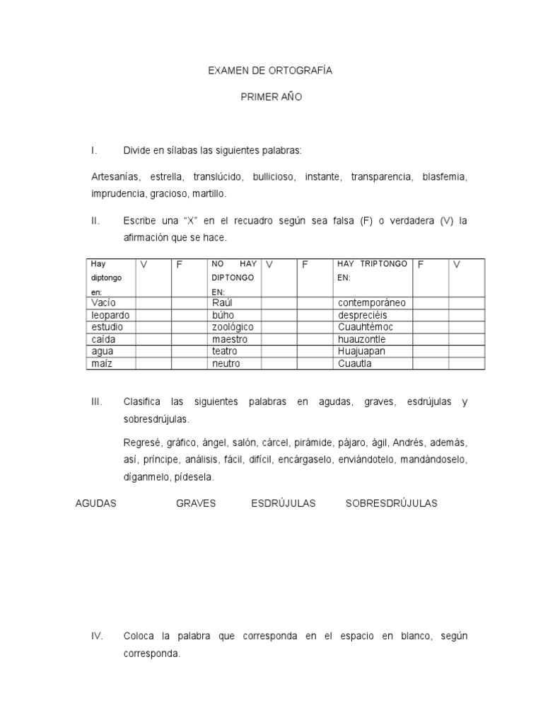 EXAMEN DE Ortografia | PDF