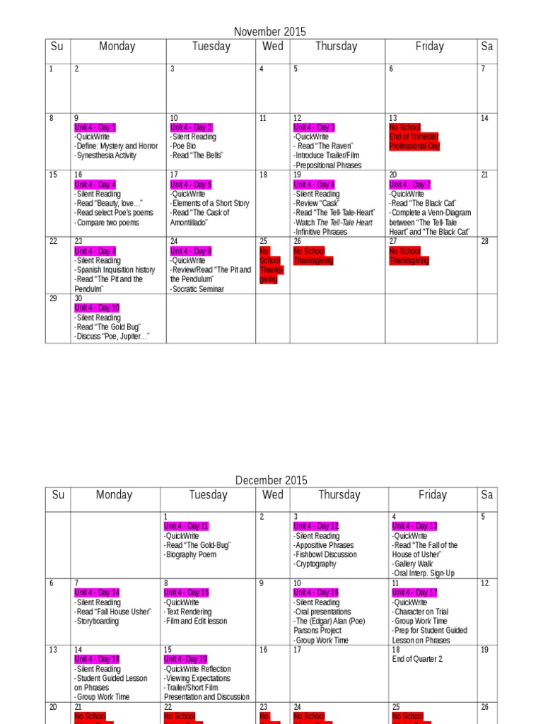 Edgar Allan Poe Unit Lesson Plan | PDF