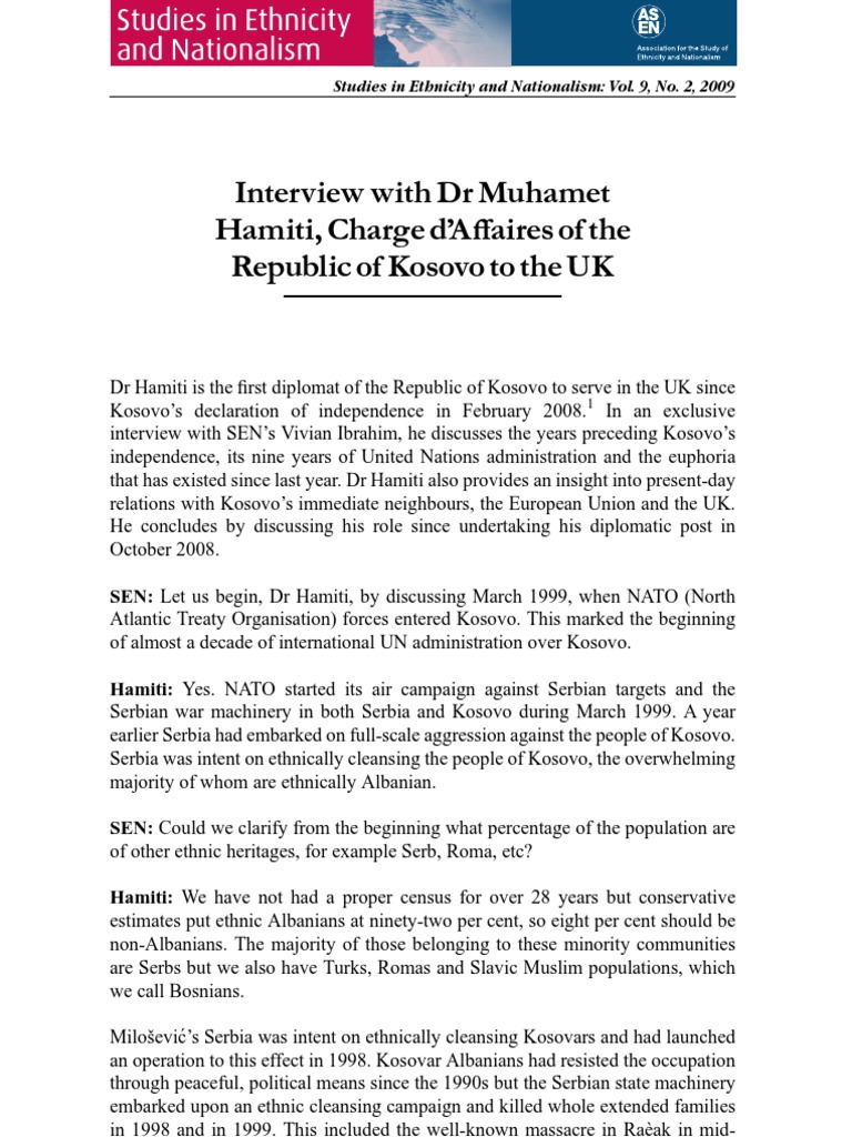 Muhamet Hamiti Interview Studies in Ethnicity and Nation All Ism ...