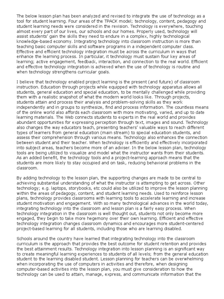 Technology-Enhanced Lesson Planning | PDF | Lesson Plan | Curriculum