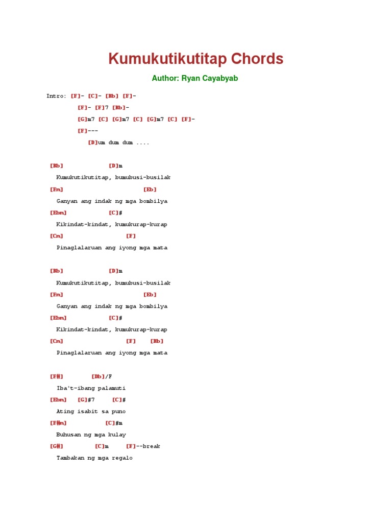 Kumukutikutitap Chords | PDF