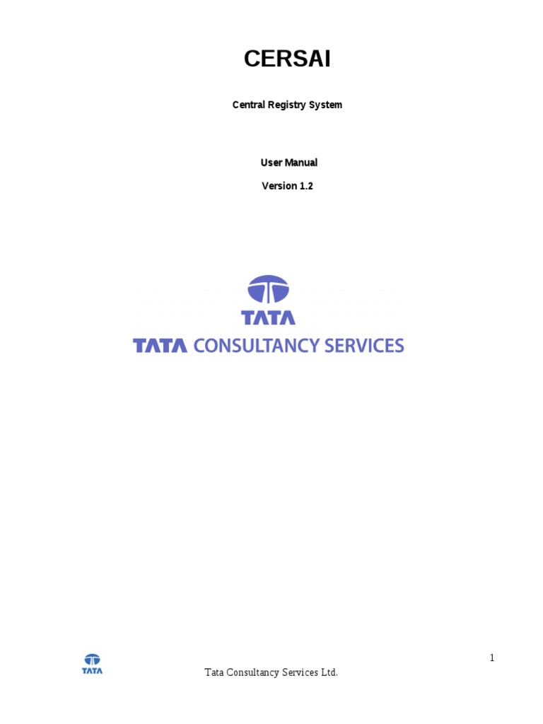 User Manual for the Central Registry System: A Guide to Using CERSAI's ...
