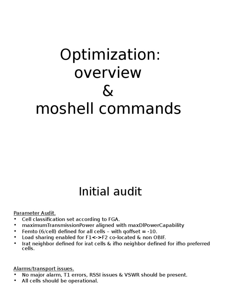 Optimization Overview and Moshell Commands - TP | PDF | High Speed Packet Access | File Transfer ...