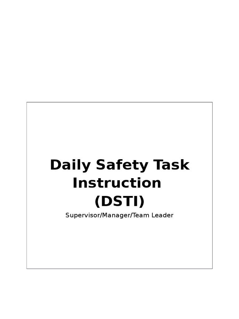 Daily Safety Task Instruction - Supervisor | Risk Assessment | Risk
