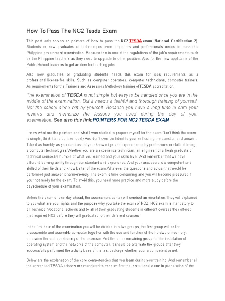 How to Pass the NC2 Tesda Exam | Network Interface Controller | Test ...