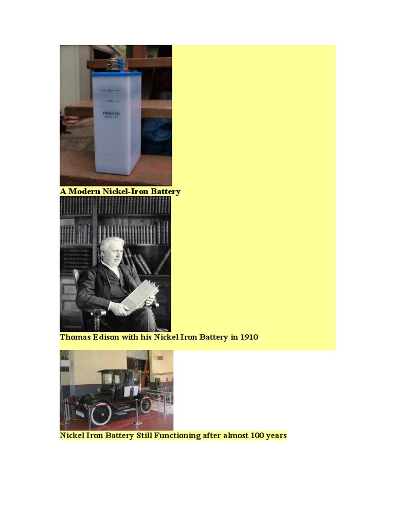 Nickel-Iron Batteries (Edison Cell) | PDF | Battery (Electricity ...